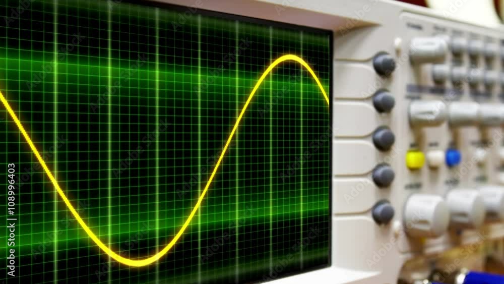Seamless loop animation. moving sine wave on an oscilloscope vídeo do ...