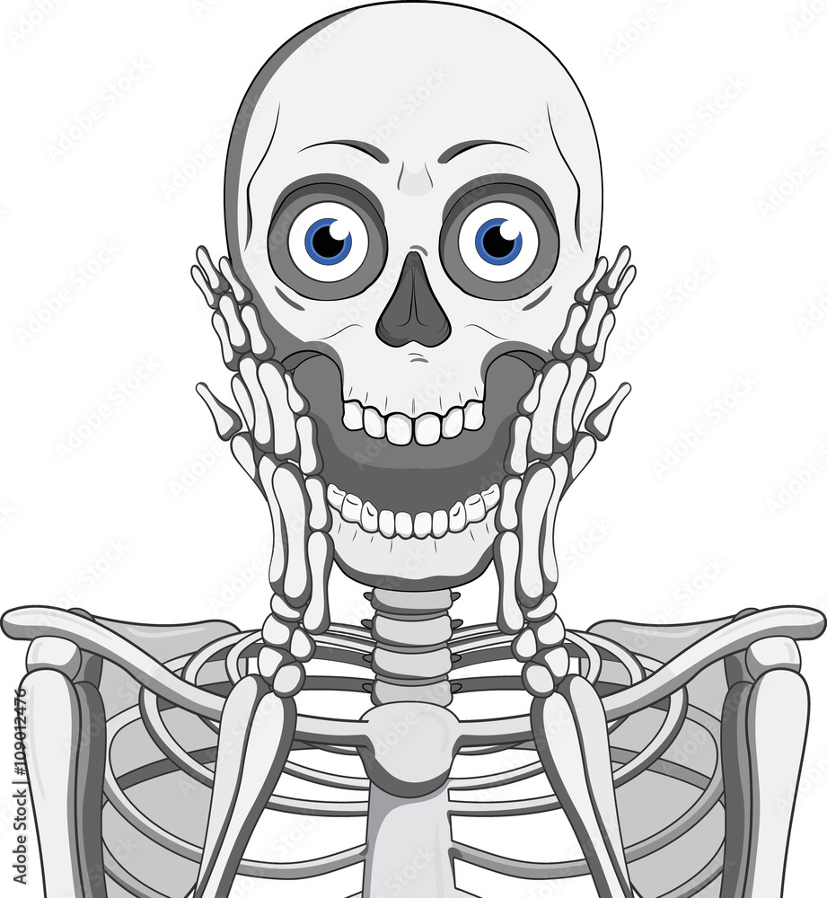 Scary skeleton.Hand drawn illustration.Skeleton vector.Skull emotion ...