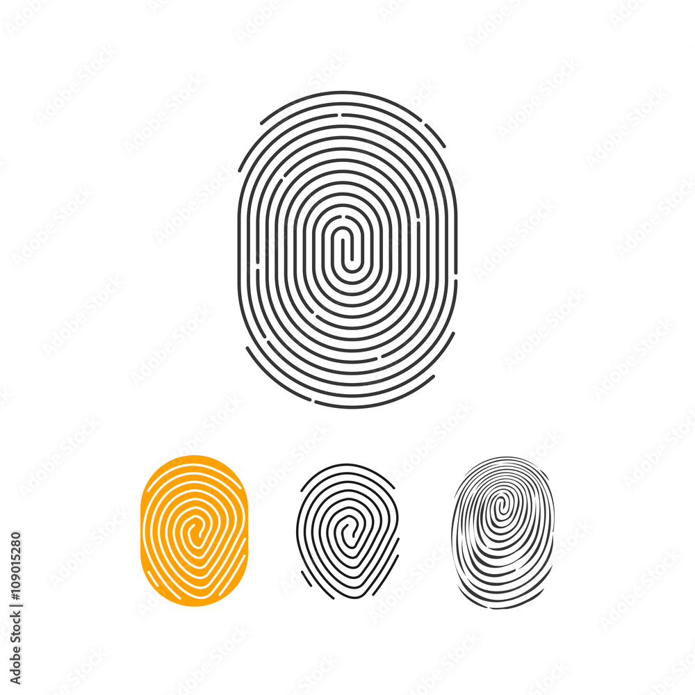 Fingerprint vector icons set, abstract thumbprint symbol, finger print ...