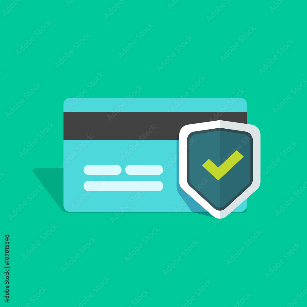 Credit card protection icon, secure payment sign, credit card with ...