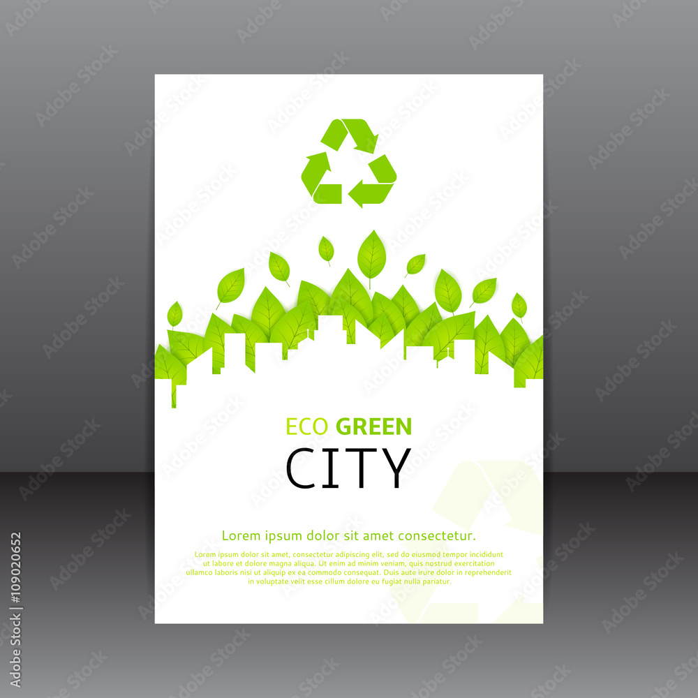 Vector design green and white flyer and poster with place for text ...