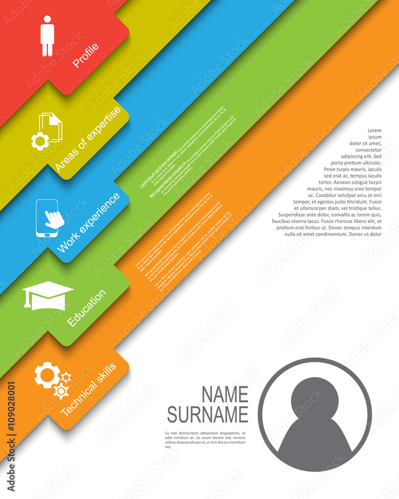 Resume / CV template design with tabs / ribbons/ tags Stock Vector ...
