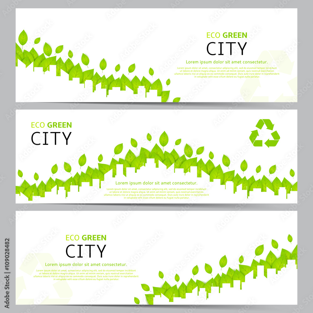 Set of elegant web eco banners. Collection of templates for website ...