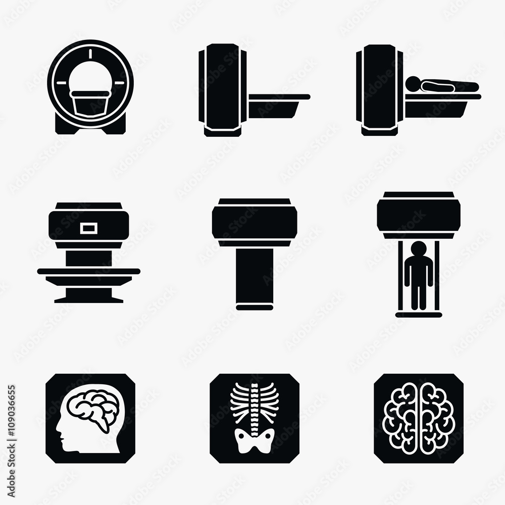 Medical MRI scanner diagnostic. Vector icons Stock Vector | Adobe Stock