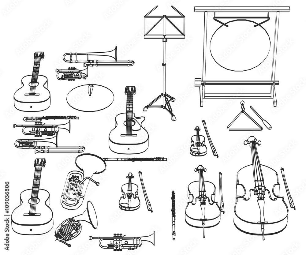 2d cartoon illustration of musical instruments Stock Illustration ...