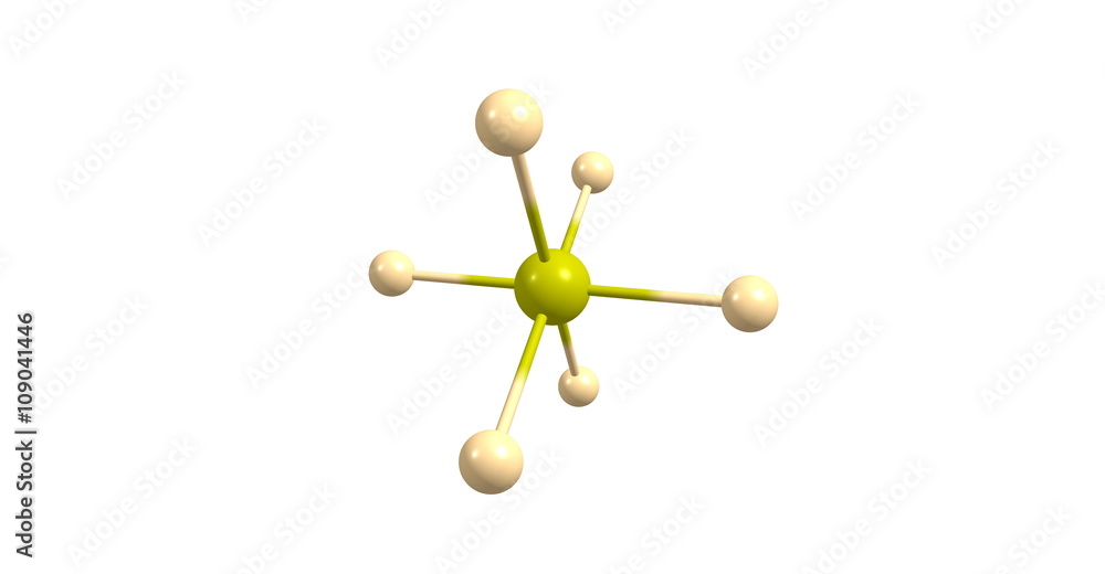 3D illustration of Sulfur hexafluoride molecular structure isolated on ...