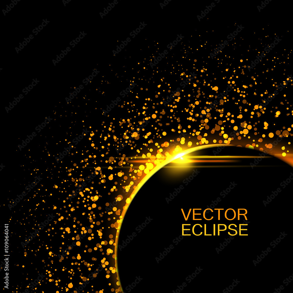 Vector solar eclipse.Sun eclipse in space background. Vector eclipse ...