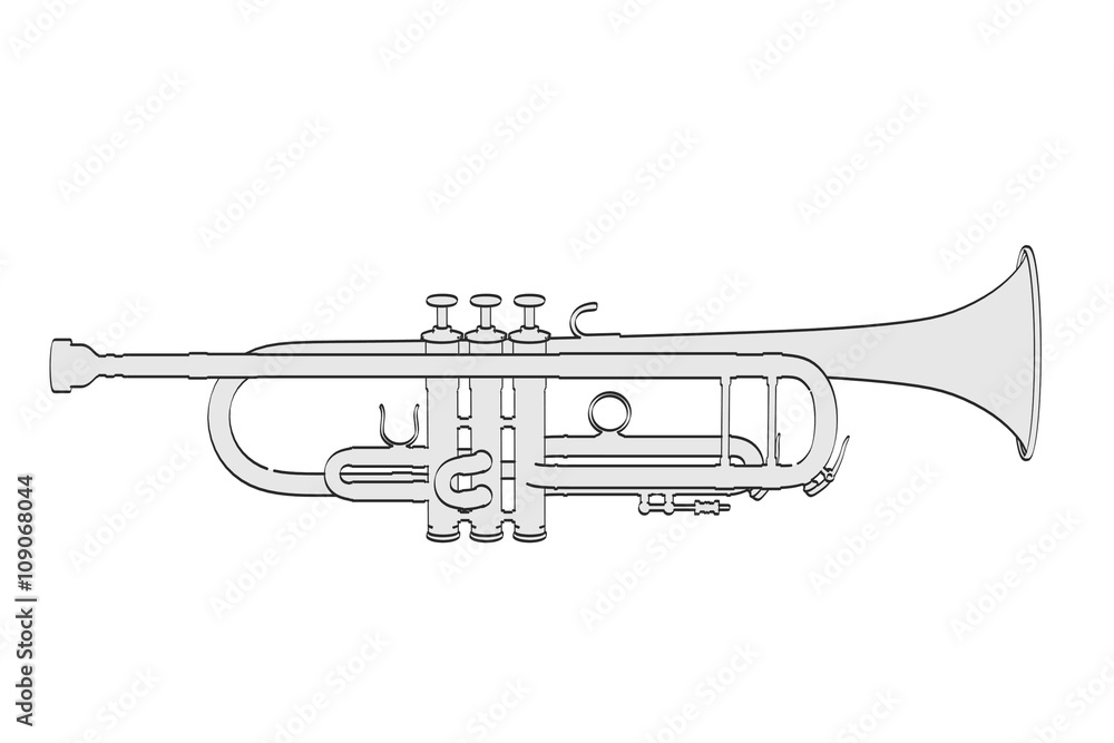 2d cartoon illustration of trumpet Stock Illustration | Adobe Stock