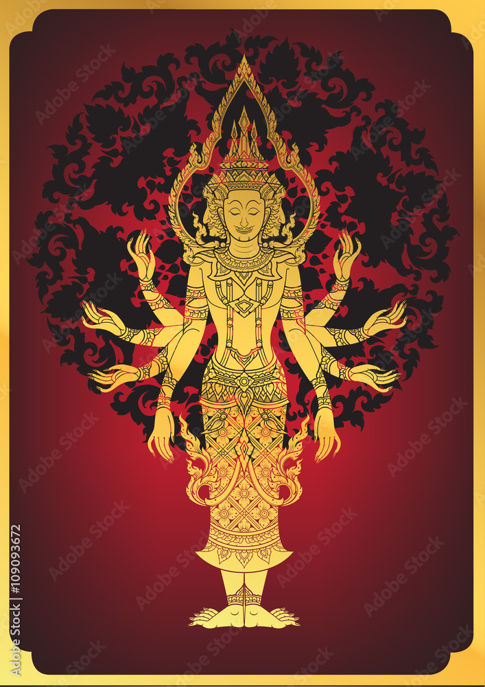 vector illustration lord Brahma Traditional Hindu Stock Vector | Adobe ...