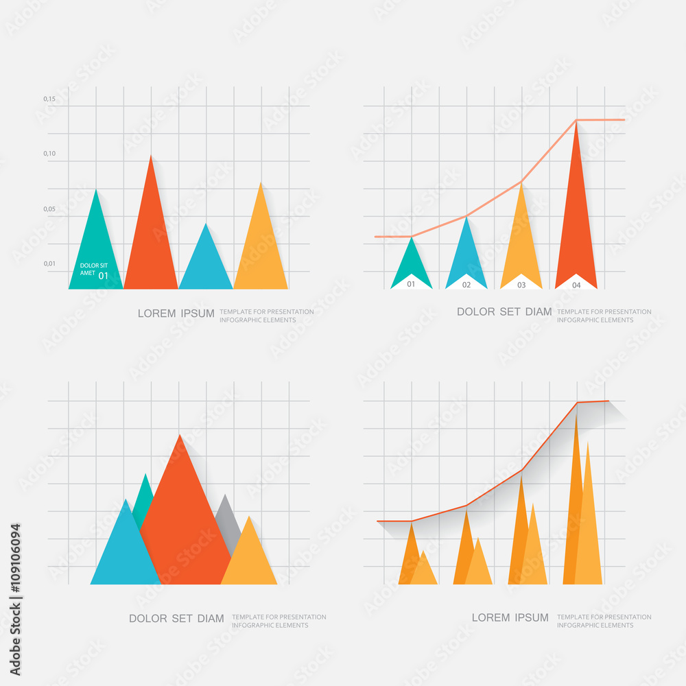 Four graphs templates, vector set Stock Vector | Adobe Stock