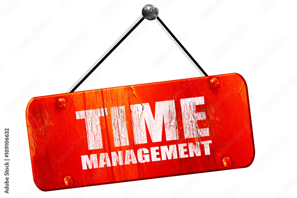 time management, 3D rendering, vintage old red sign Stock Illustration ...