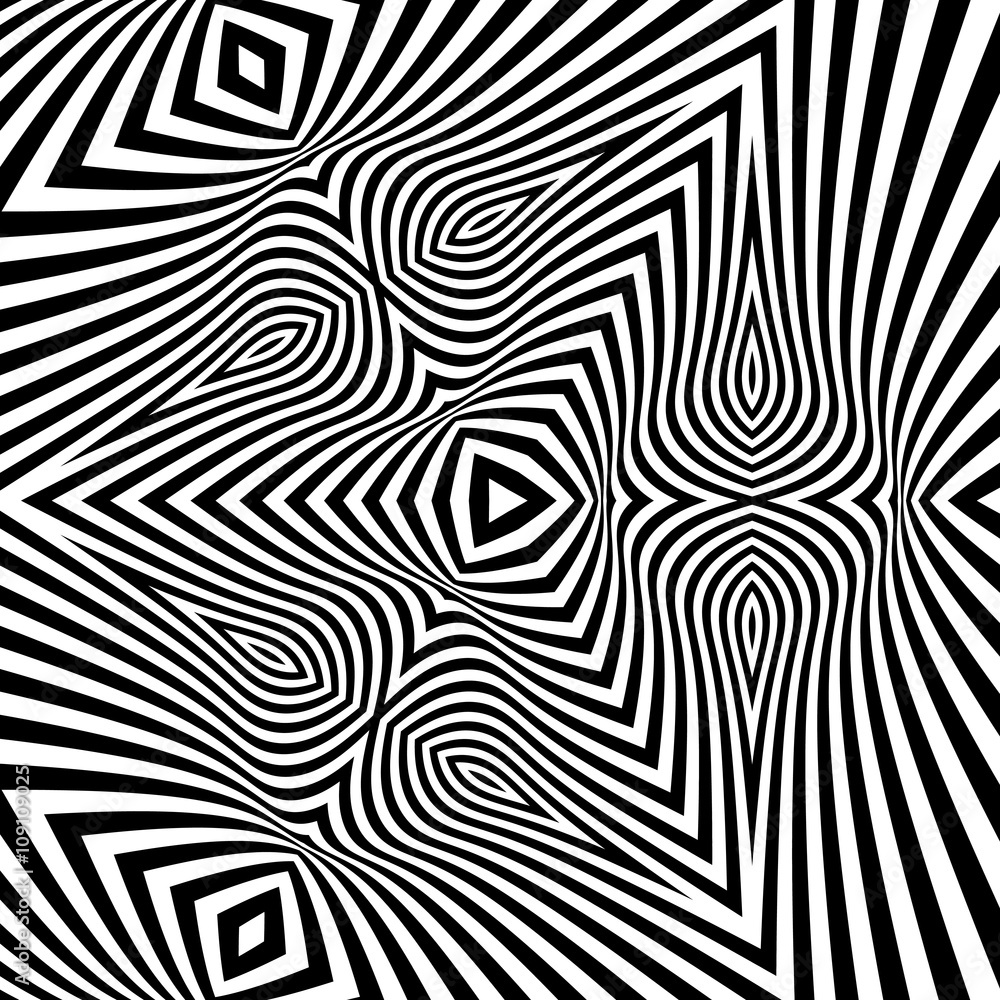 Black and White Background. Pattern With Optical Illusion. Vector ...