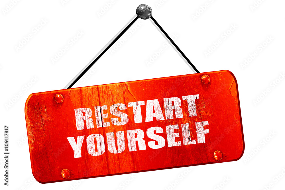 restart yourself, 3D rendering, vintage old red sign Stock Illustration ...