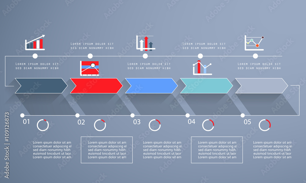 Timeline template, chart and graphs, vector Stock Vector | Adobe Stock