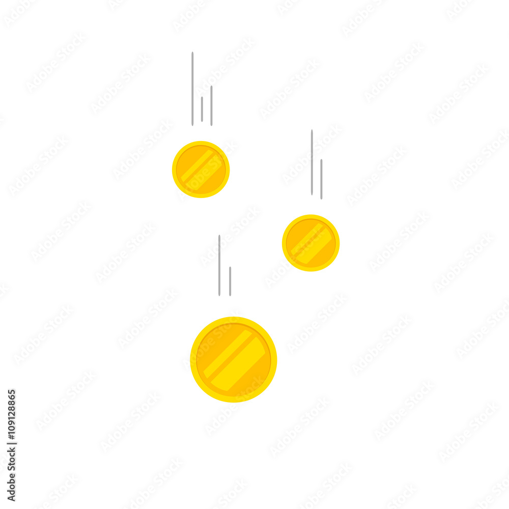 Falling coins money vector illustration, flying gold coins with gray ...