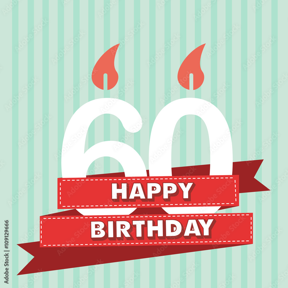 60 years old, vintage happy birthday in vector flat design Stock Vector ...