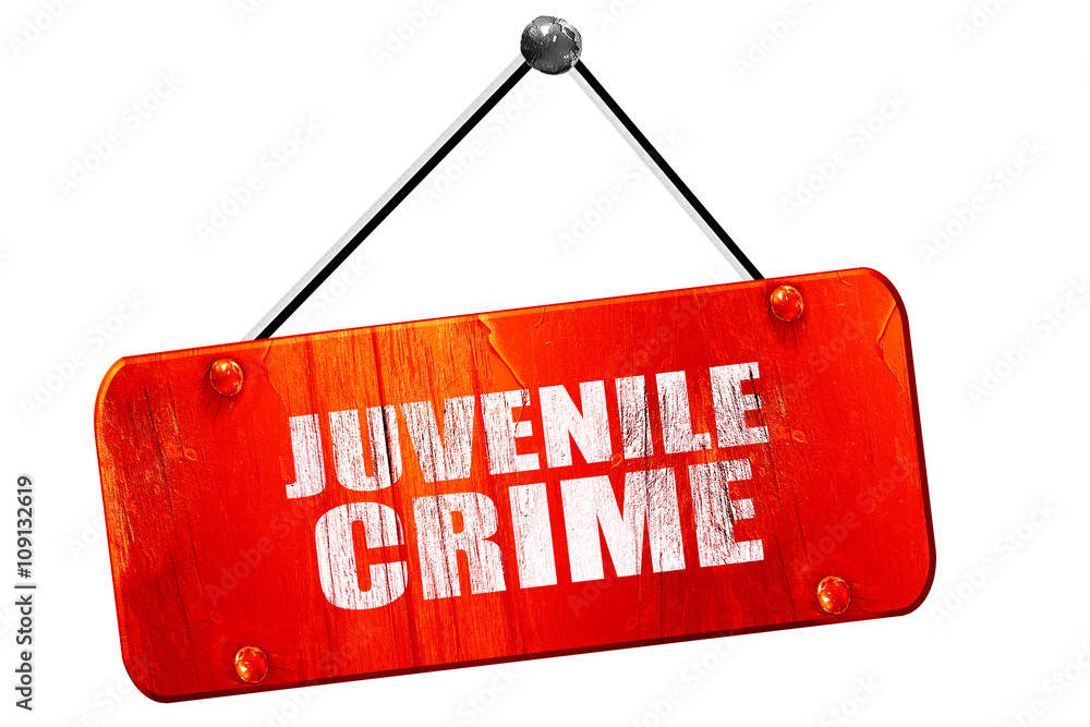 juvenile crime, 3D rendering, vintage old red sign Stock Illustration ...