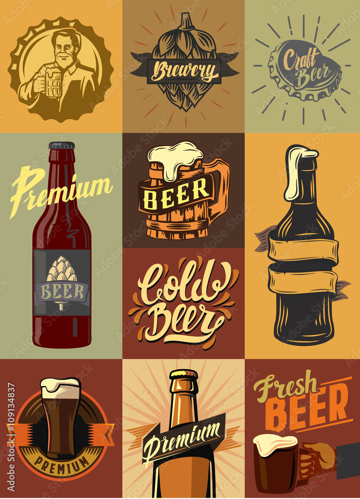 beer set poster Stock Vector | Adobe Stock
