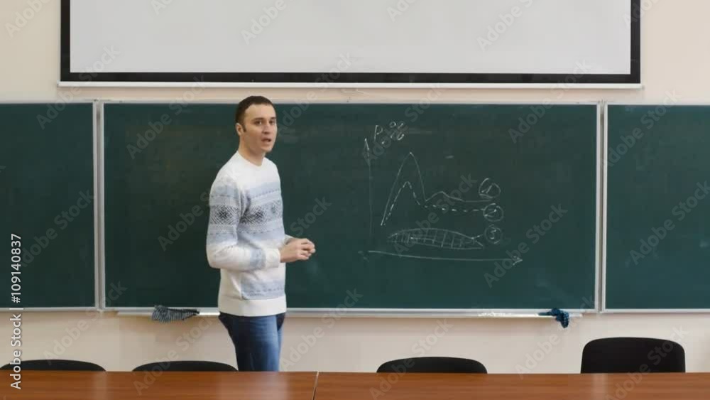 Young white reporter goes to the board. He argues patterns depicted on ...