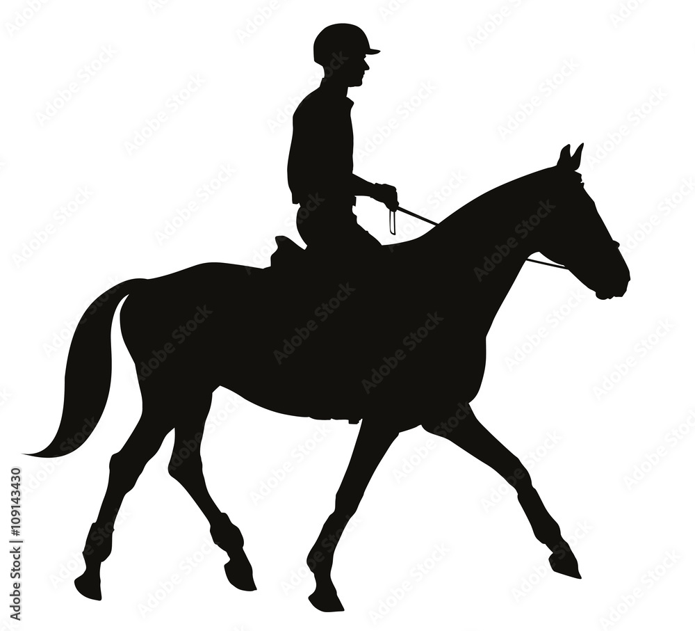 Horse rider vector silhouette. EPS 10 Stock Vector | Adobe Stock