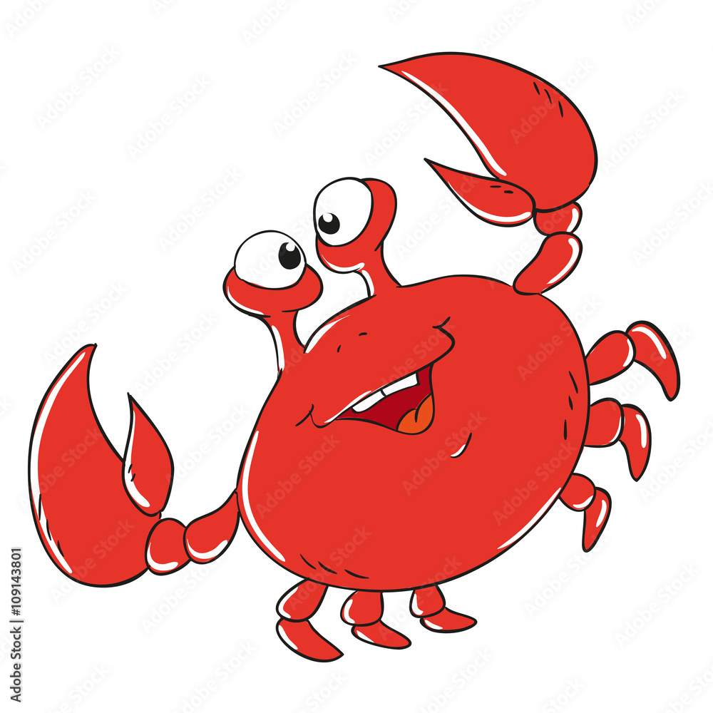 Funny crab cartoon character Stock Vector | Adobe Stock