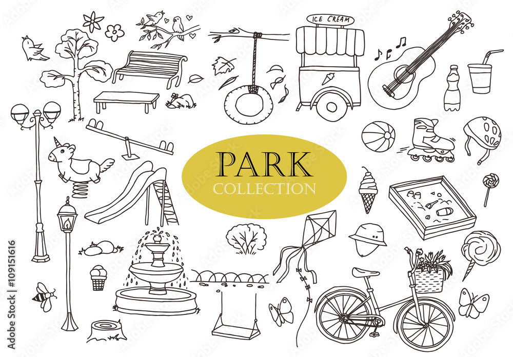 Park doodles collection Stock Vector | Adobe Stock