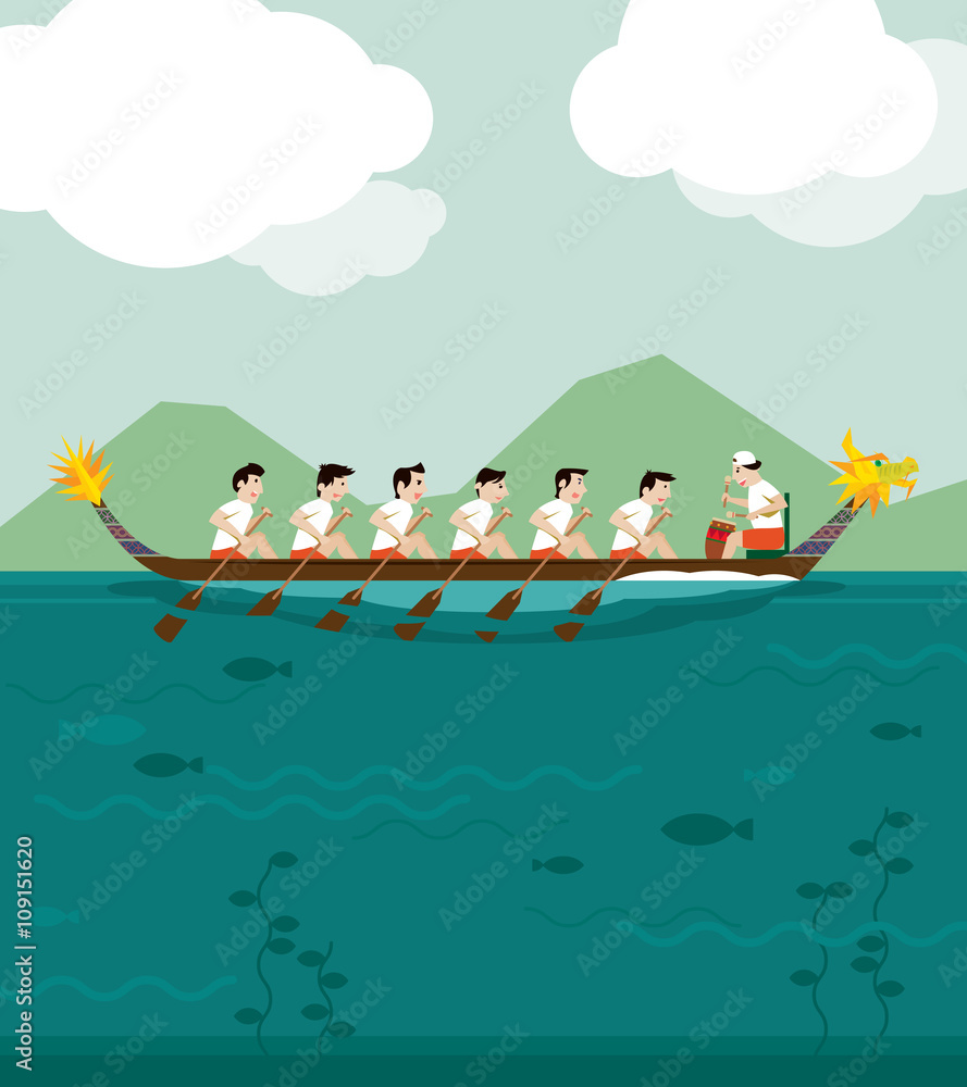 Dragon boat racing vector illustration background Stock Vector | Adobe ...