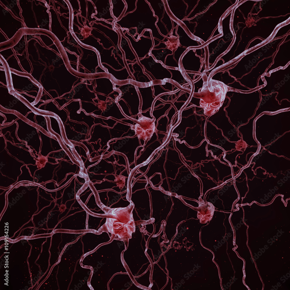 The reaper virus / 3D illustration of skull shaped viral cells Stock ...