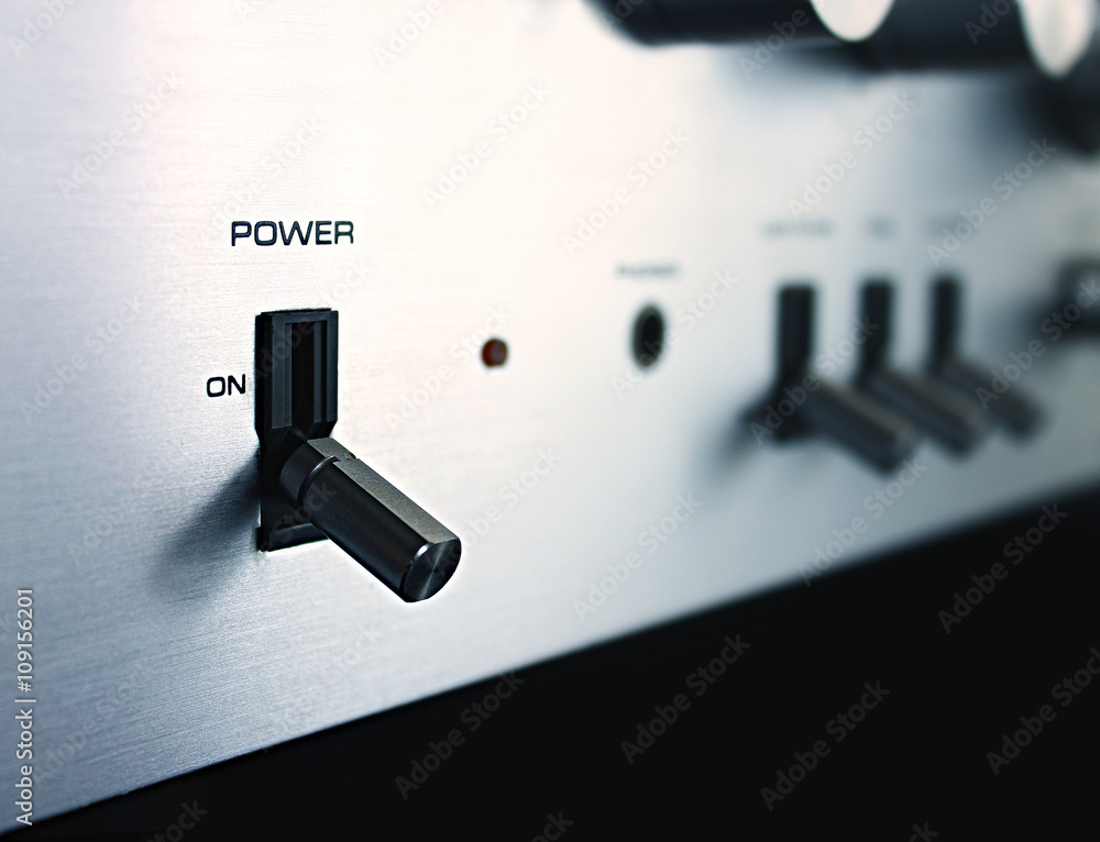 Photo & Art Print Power button from an old amplifier, lezinav
