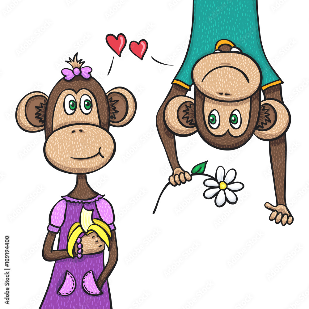 Two Monkeys Holding Hands