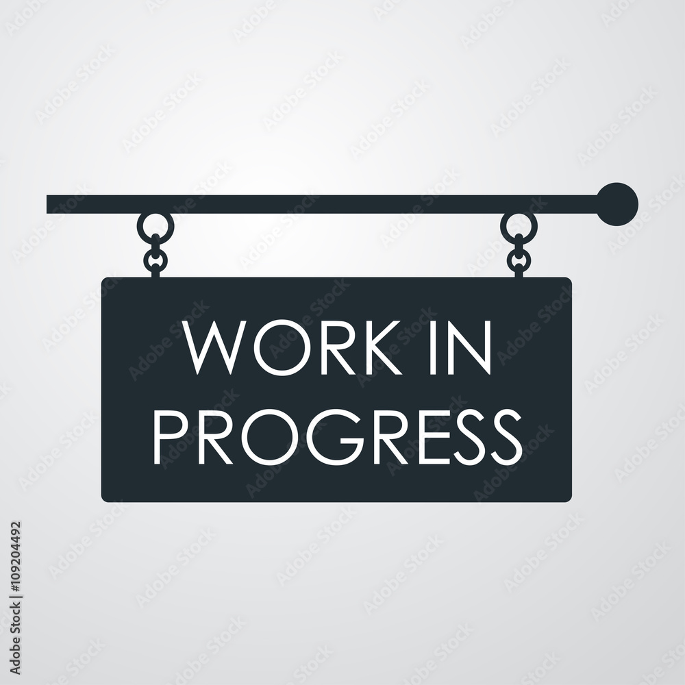 Icono plano cartel WORK IN PROGRESS en fondo degradado Stock Vector ...