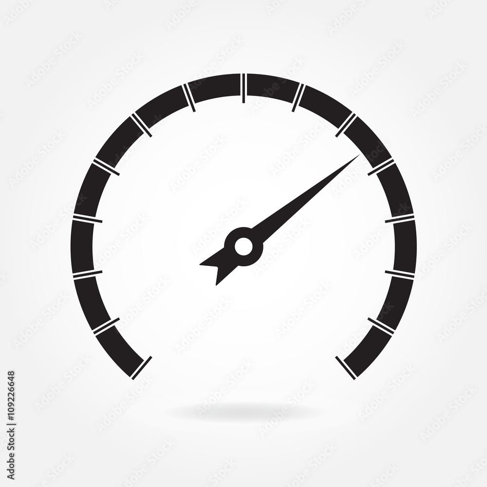 Speedometer icon or sign with arrow. Infographic gauge element. Vector ...