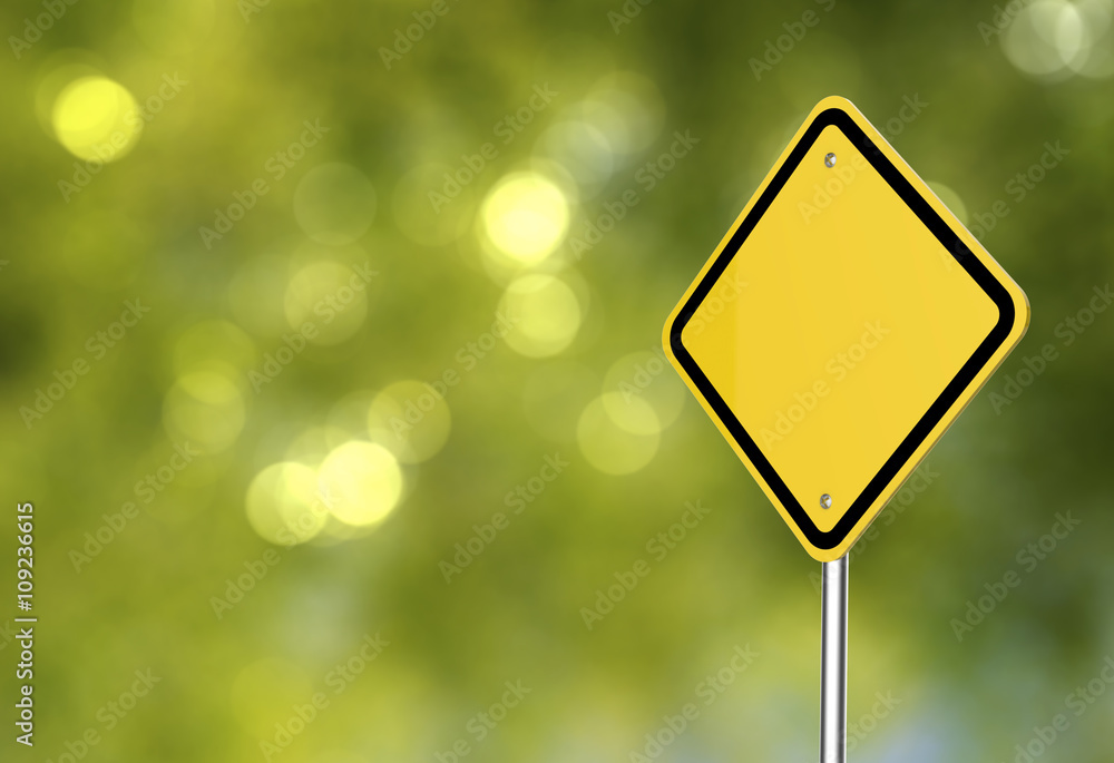 blank warning sign on greenery background Stock Illustration | Adobe Stock