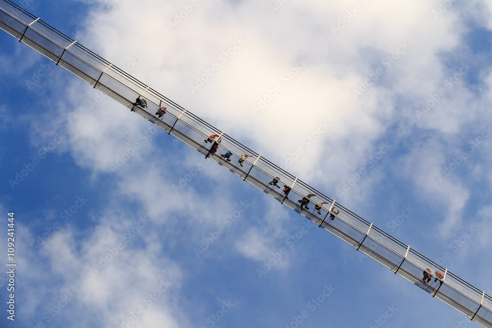 The pedestrian suspension bridge called Highline 179 in Reutte, Austria ...
