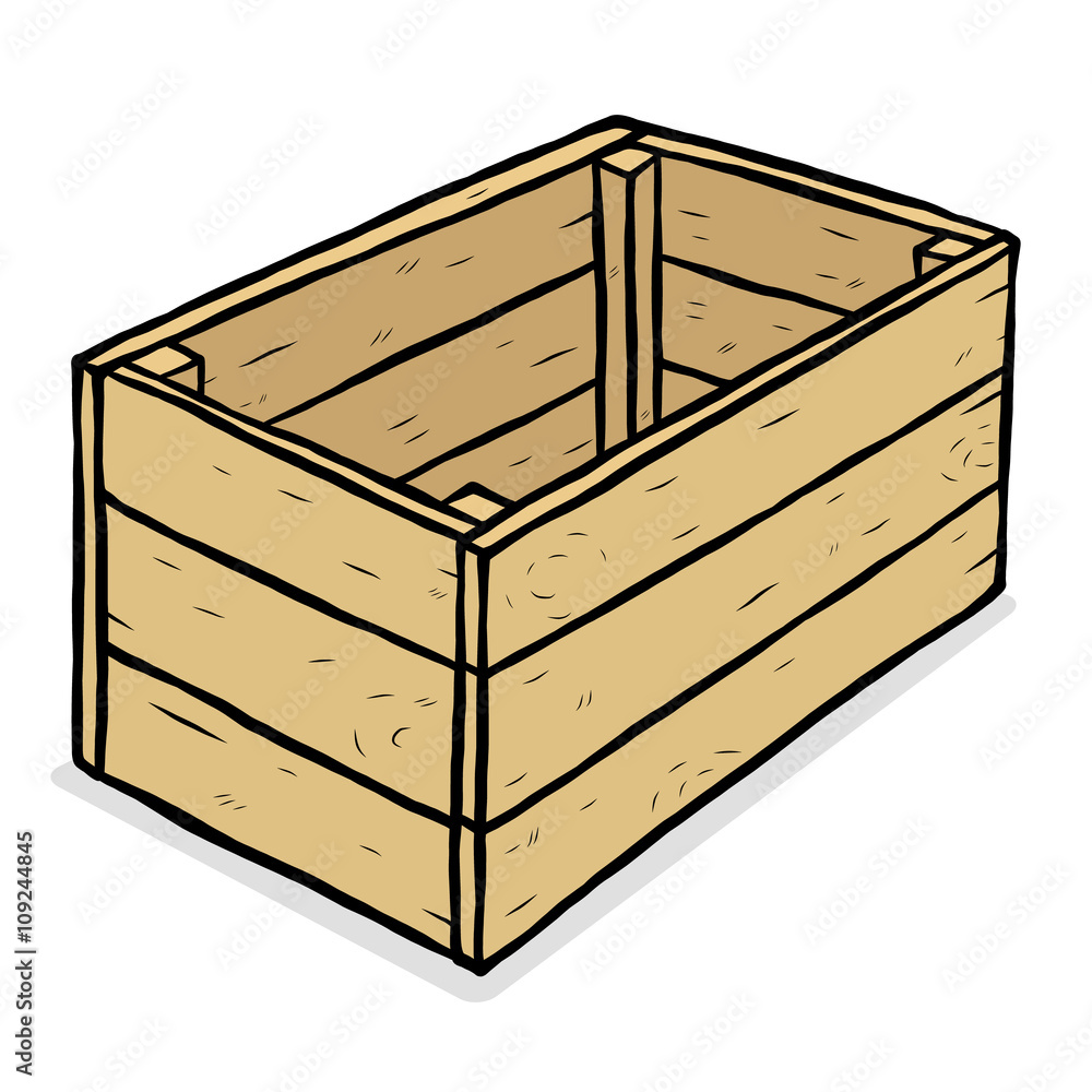wooden box / cartoon vector and illustration, hand drawn style ...