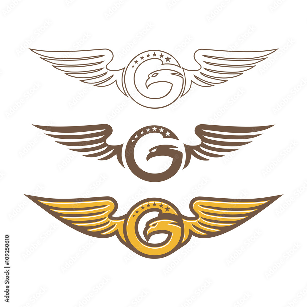 G Letter Golden Eagle Falcon Wings Elegant Emblem Stock Vector | Adobe ...