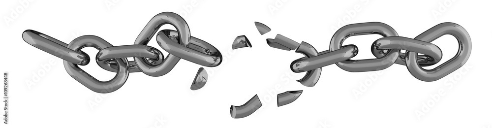 Broken chain over white background 3d render Stock Illustration | Adobe ...