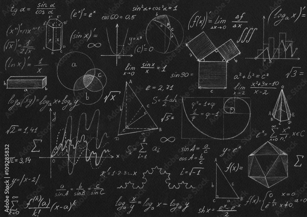 Math Geometry Formulas On Black Background Stock Photo Adobe Stock