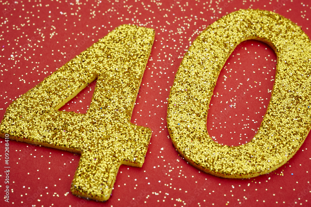 Number forty golden color over a red background. Anniversary Stock ...