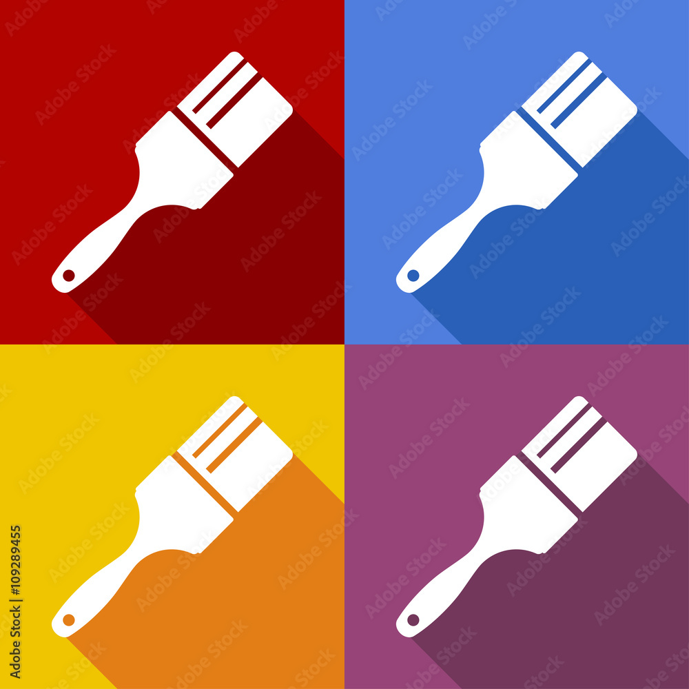 Icono plano brocha con sombra en varios colores Stock Vector | Adobe Stock