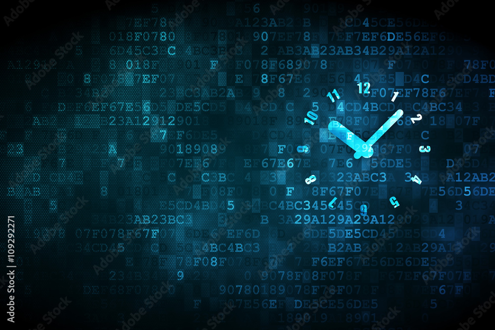 Timeline concept: Clock on digital background Stock Illustration ...
