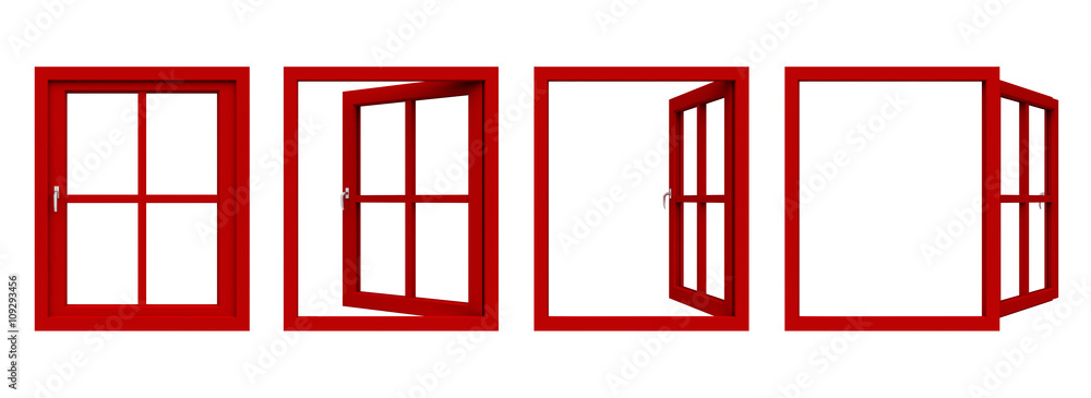 red window frame isolated on white background. Stock Illustration ...