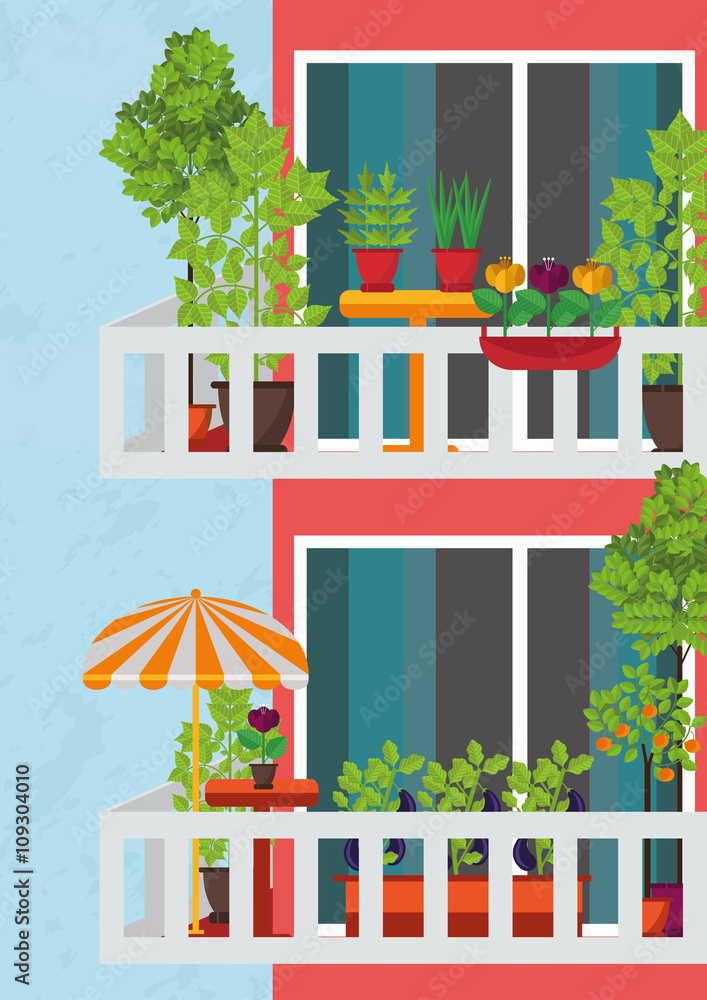 Small garden on the terrace (or veranda, or balcony) like example of ...