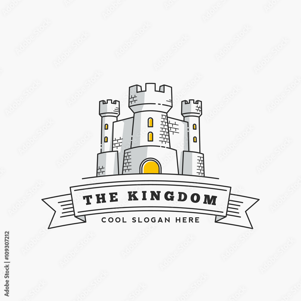Abstract Vector Kingdom Label, Sign or Logo Template. Fortress Symbol ...
