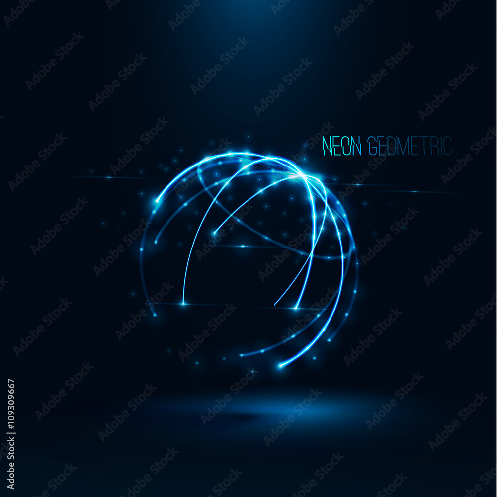 Abstract geometric technology shape Vector digital 3d planet ...