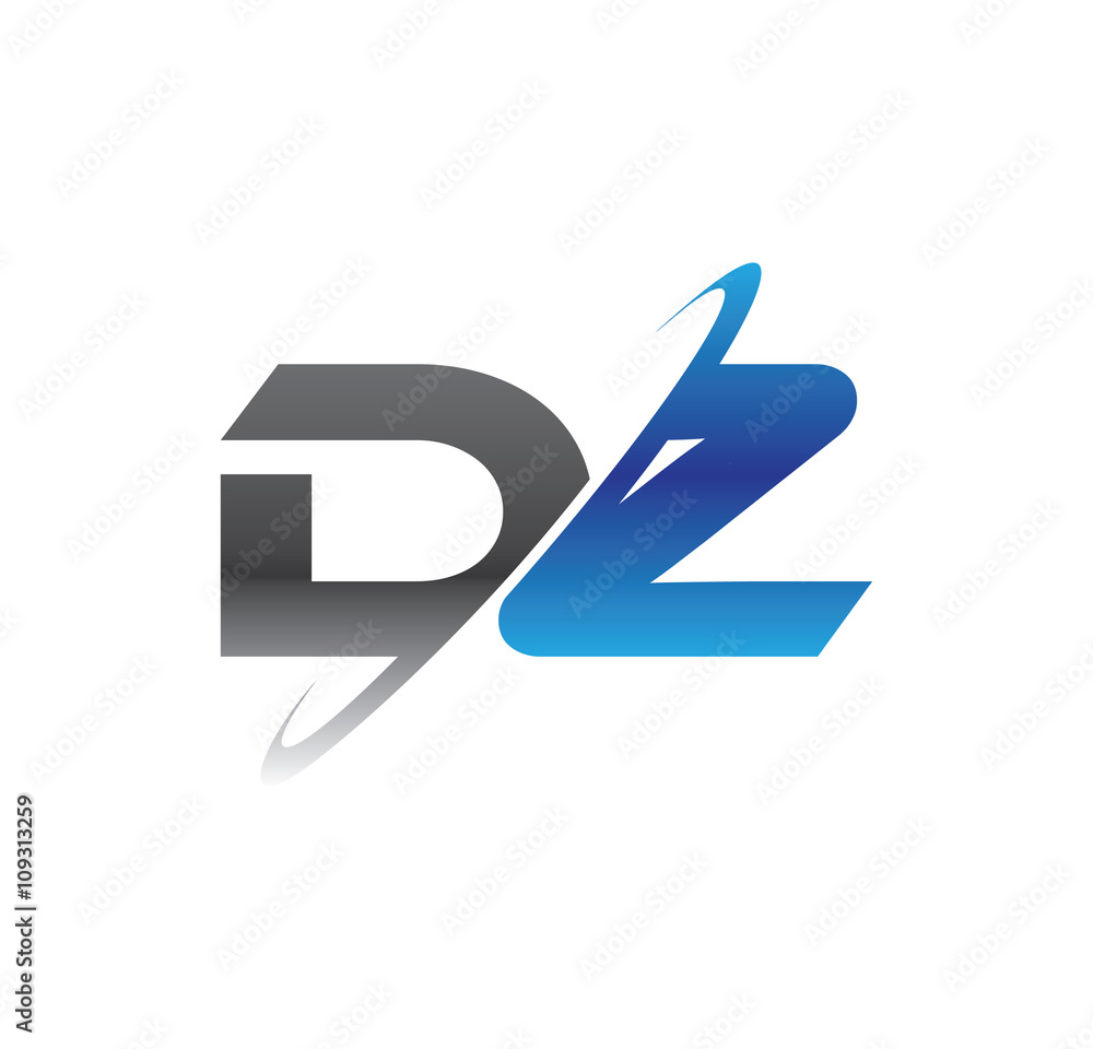 dz initial logo with double swoosh blue and grey Stock Vector | Adobe Stock