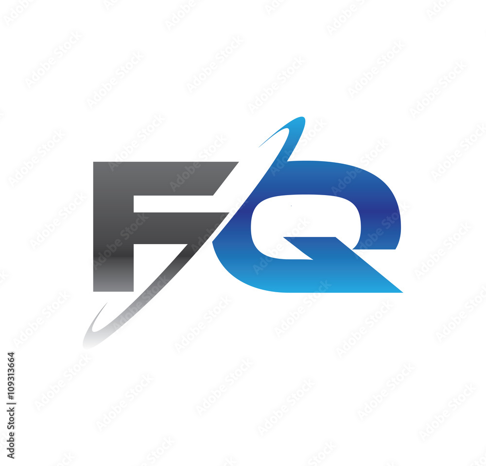 fq initial logo with double swoosh blue and grey Stock Vector | Adobe Stock