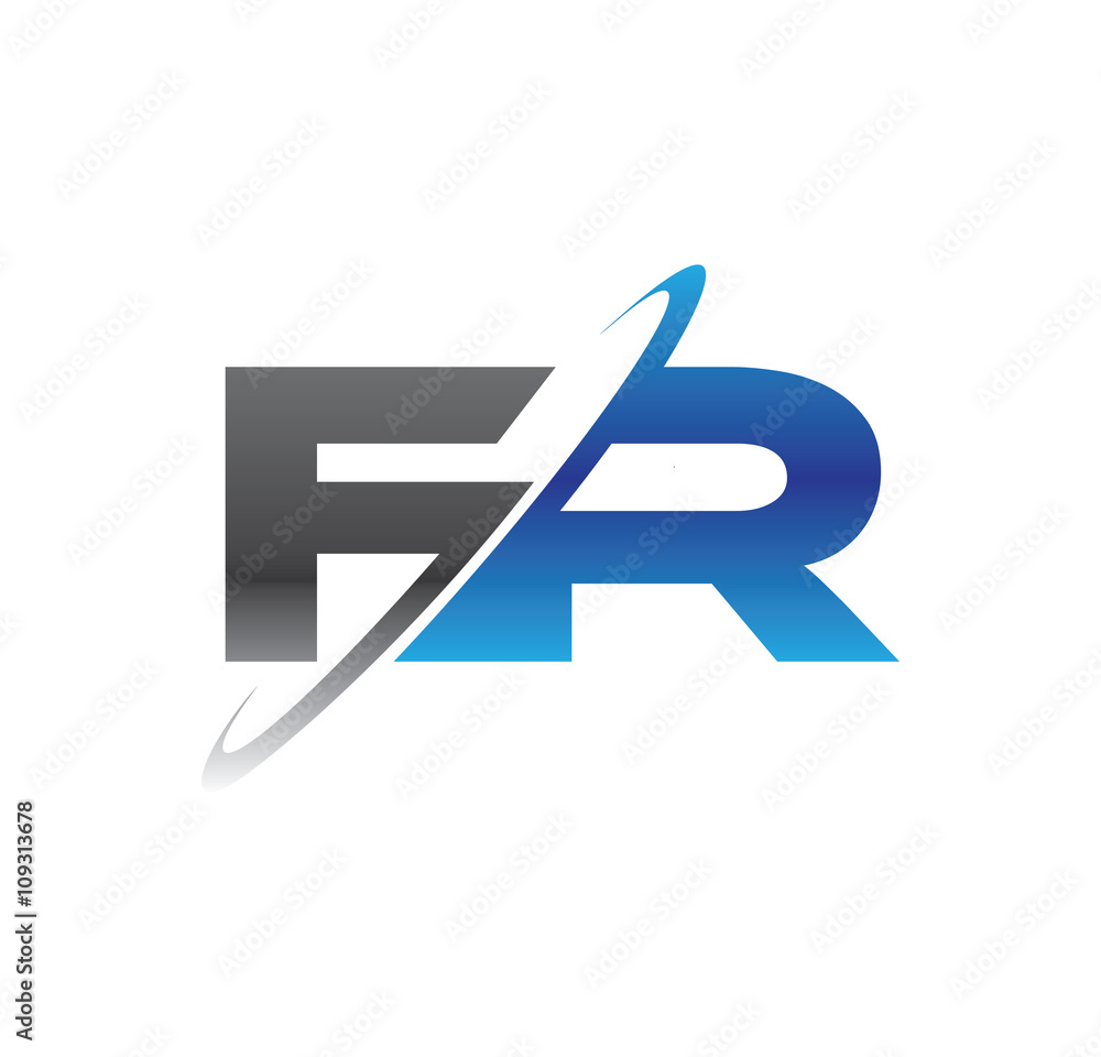 fr initial logo with double swoosh blue and grey Stock Vector | Adobe Stock