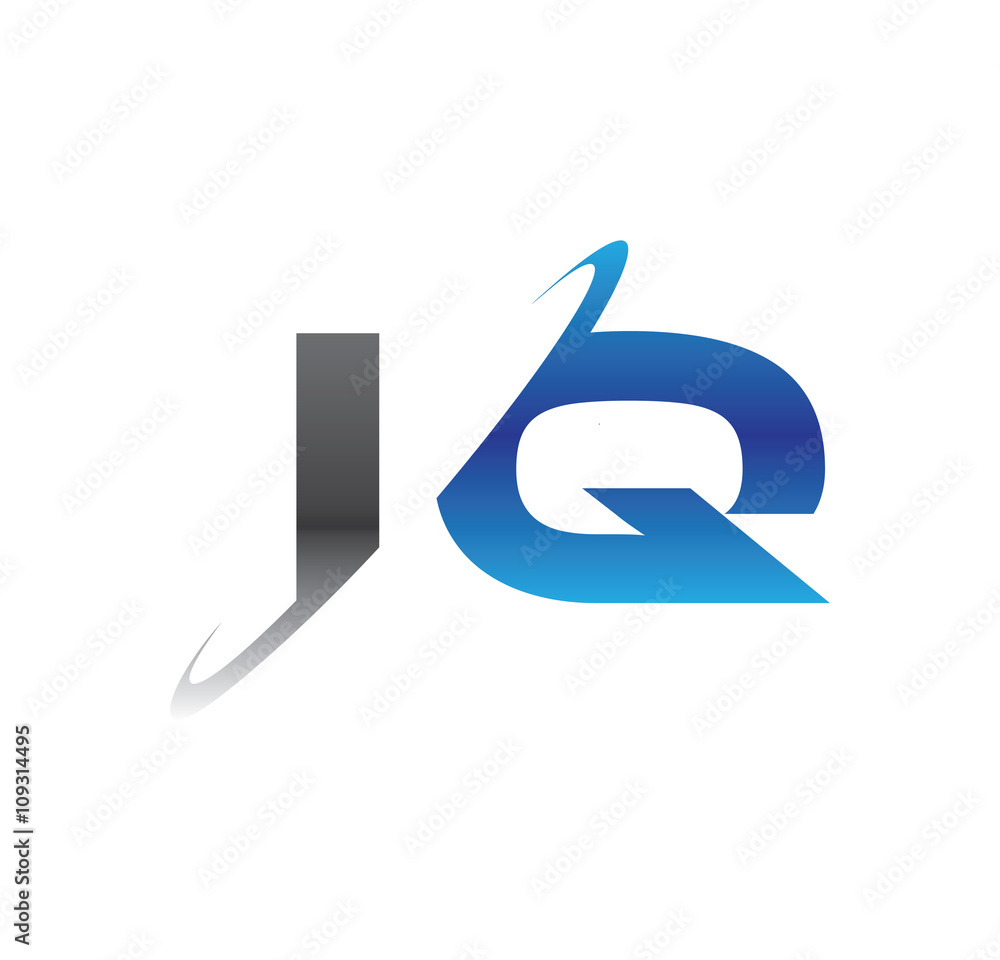 iq initial logo with double swoosh blue and grey Stock Vector | Adobe Stock