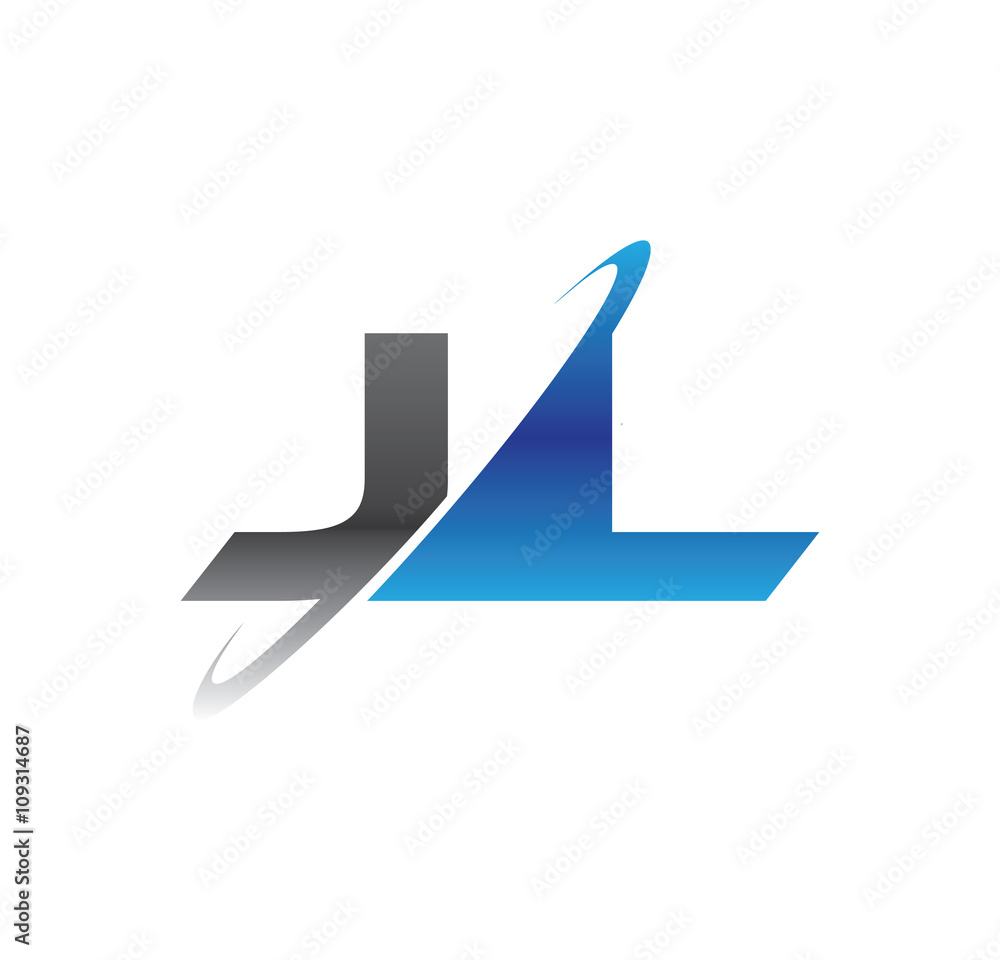 jl initial logo with double swoosh blue and grey Stock Vector | Adobe Stock